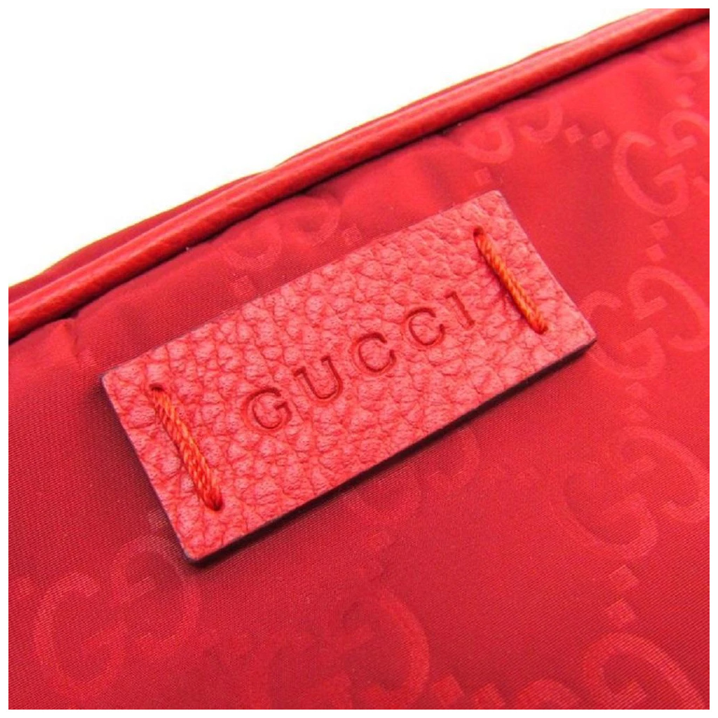 Gorjy | Gucci Small Red Pouch GG Logo Nylon Travel Toiletry Bag | 510341